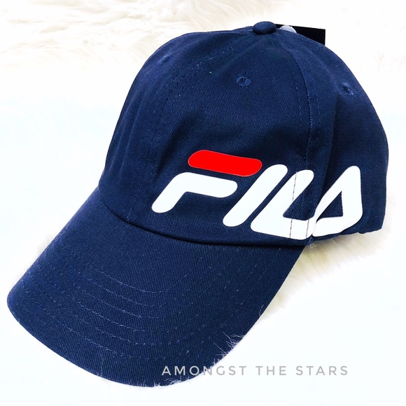 Fila | Accessories | Fila Logo Navy Blue Strapback Hat Cap | Poshmark